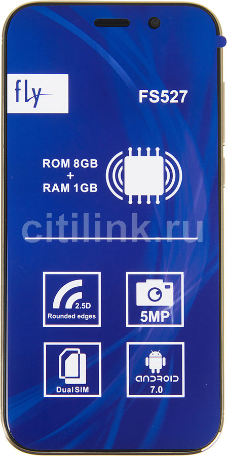 Характеристики Смартфон Fly Nimbus 17 FS527, золотистый (1025163 ...