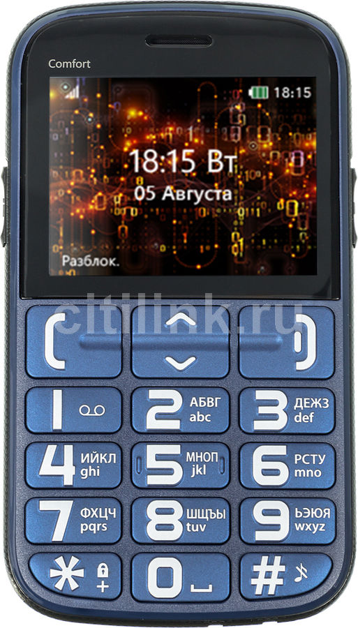 Сотовый телефон BQ Comfort 2441, черный/синий - купить в Ситилинк | 1105441