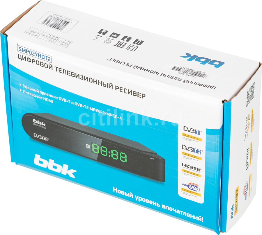 Ресивер DVB-T2 BBK SMP027HDT2, черный - купить в Ситилинк | 1421312