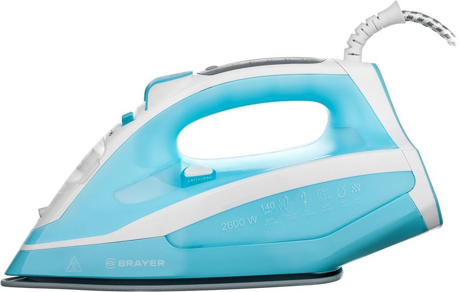 Характеристики Утюг BRAYER 4000BR, 2600Вт, голубой/ белый [br4000 ...