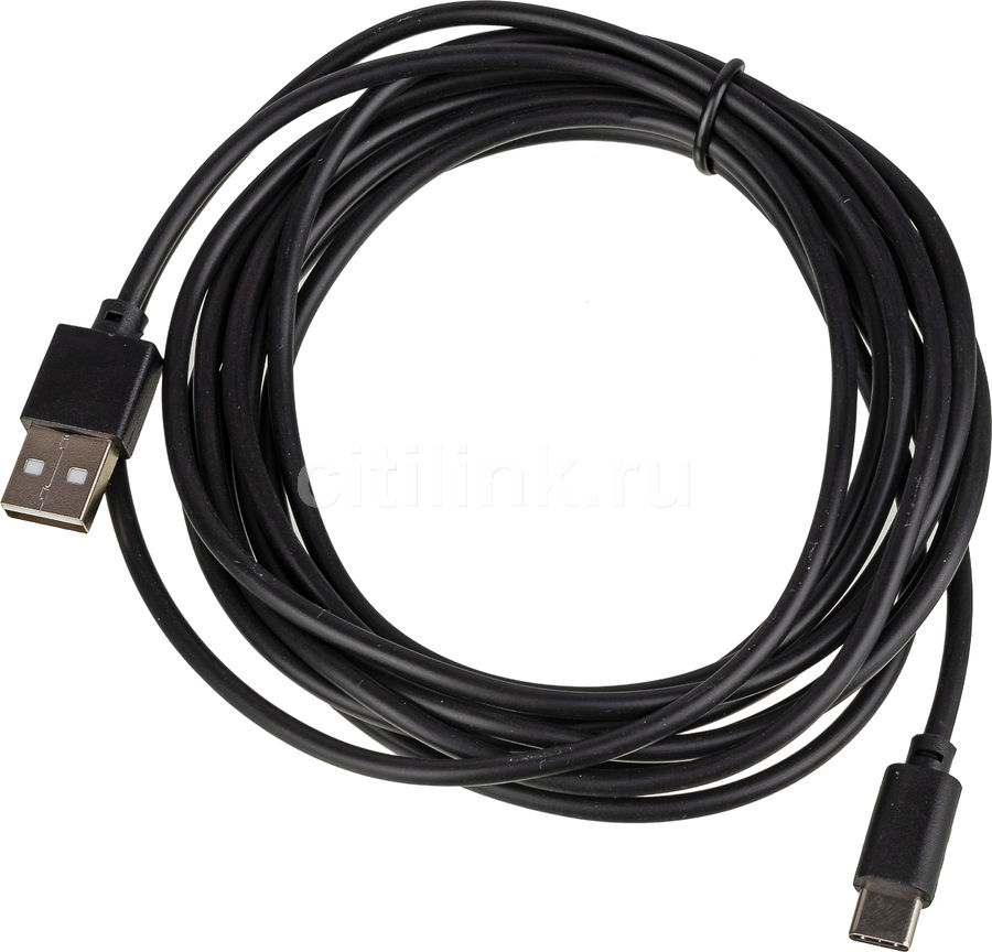Кабель USB Type-C (m) - USB (m), 3м, 2.4A, черный – купить в Ситилинк ...