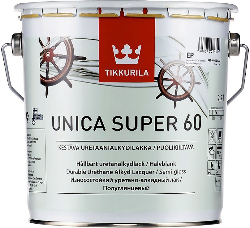 Лак TIKKURILA Unica super 60 бесцветный, 2.7л [55764040130] – купить в ...