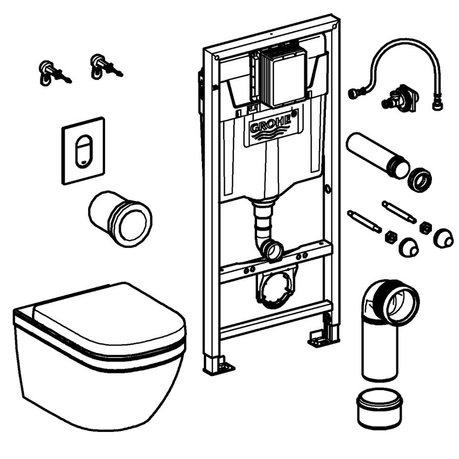 Характеристики Инсталляция для унитаза GROHE Bau Ceramic с унитазом в ...