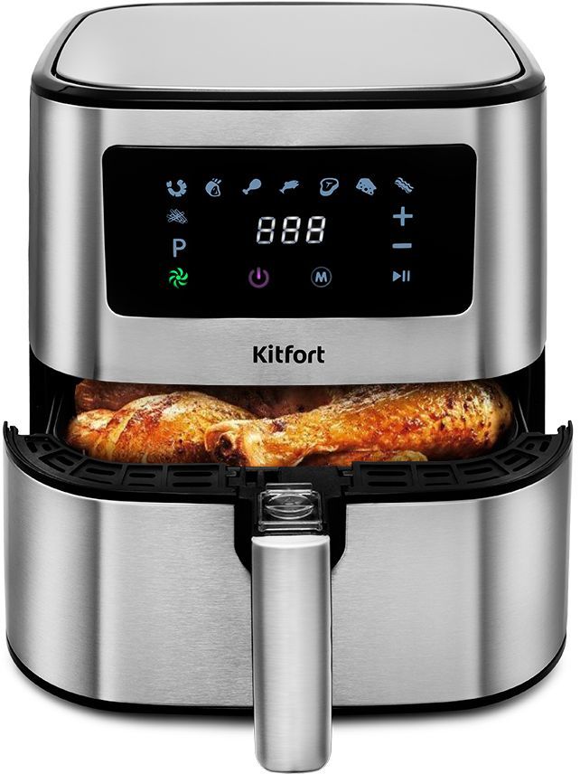 Характеристики Аэрогриль KitFort KT-2228, серебристый [кт-2228] (1548901) смотреть в СИТИЛИНК