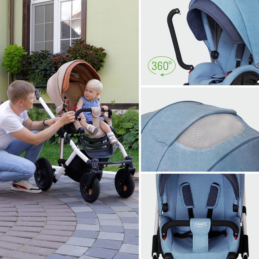 Коляска 2 в 1 SIGER Marco, LIGHT blue/navy blue - купить в Ситилинк ...