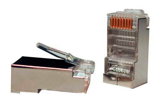 Коннектор Hyperline (PLUG-8P8C-U-C5-SH-100) FTP кат.5e RJ45 прозрачный ...