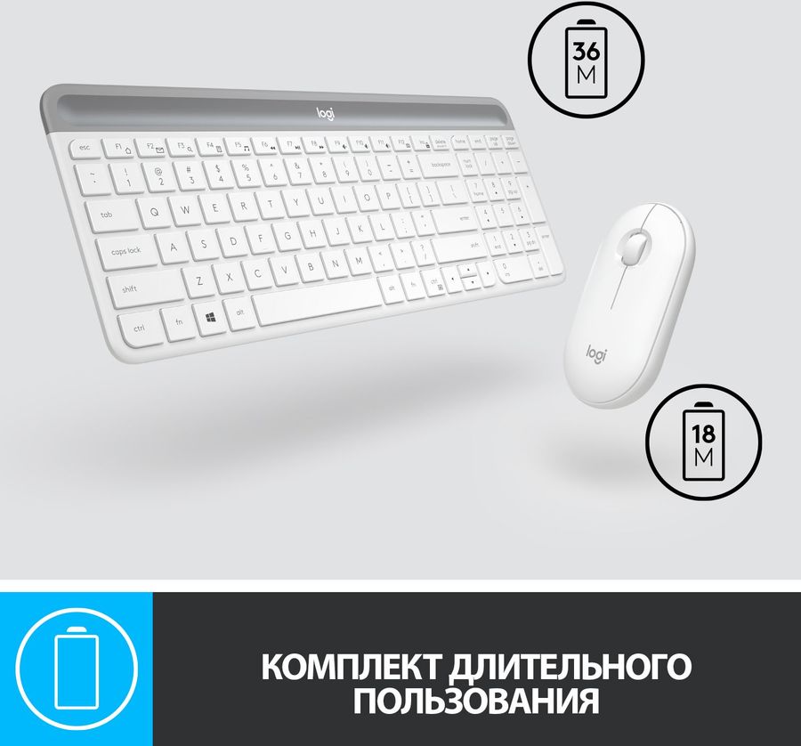 Комплект (клавиатура+мышь) Logitech Combo MK470, белый - купить в ...