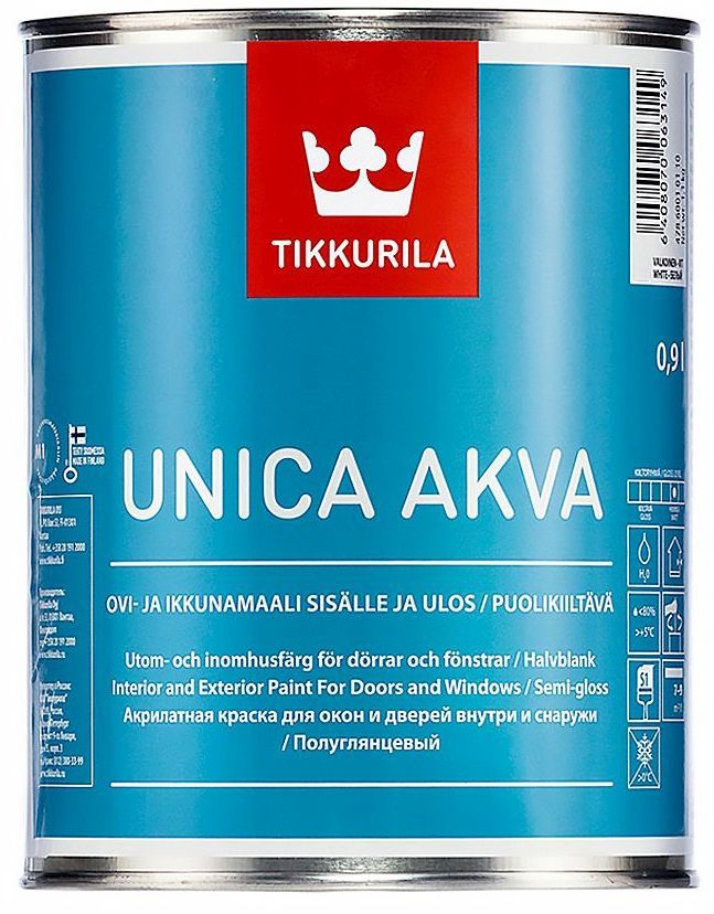 Краска Tikkurila Unica Akva Maali 47860030110 бесцв. 0.9л - купить в ...