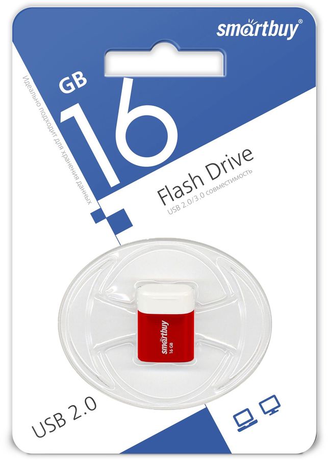 Флешка USB SMARTBUY Lara 16ГБ, USB2.0, красный [sb16gblara-r] – купить ...