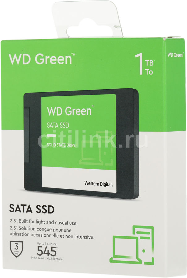 SSD накопитель WD Green WDS100T3G0A 1ТБ - купить в Ситилинк | 1843940