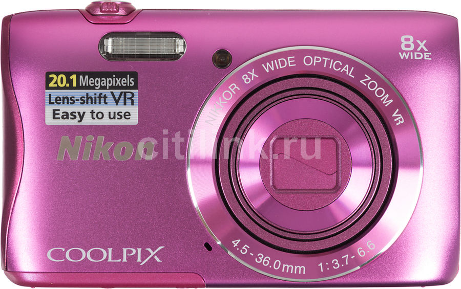 Цифровой фотоаппарат Nikon CoolPix S3700, розовый - купить в Ситилинк ...