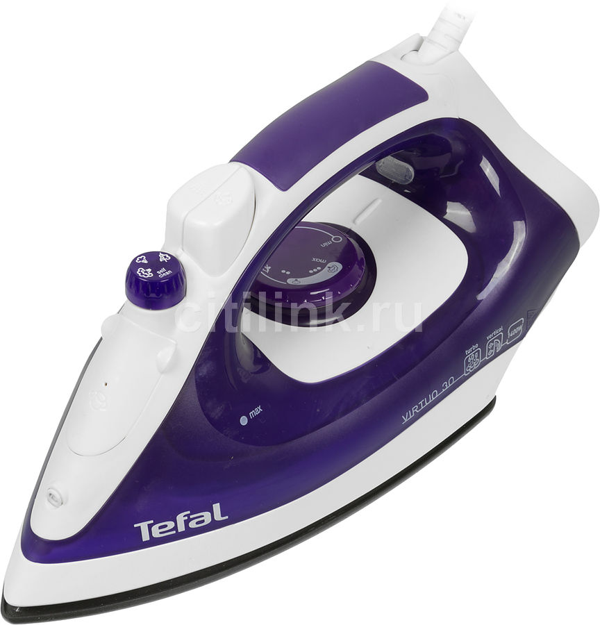 Характеристики Утюг Tefal FV1330D0, 1400Вт, белый/ фиолетовый ...