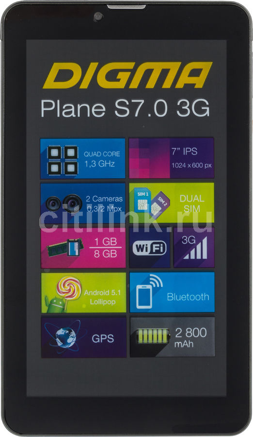 Планшет Digma Plane S7.0 3G 7", 1GB, 8GB темно-серый - купить в ...