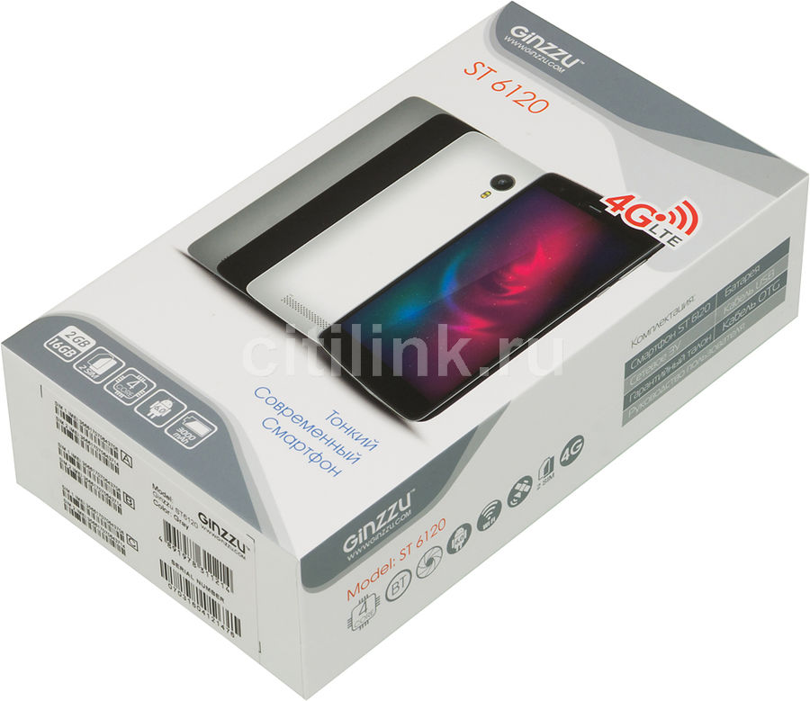 Смартфон Ginzzu 16Gb, ST6120, черный - купить в Ситилинк | 402353