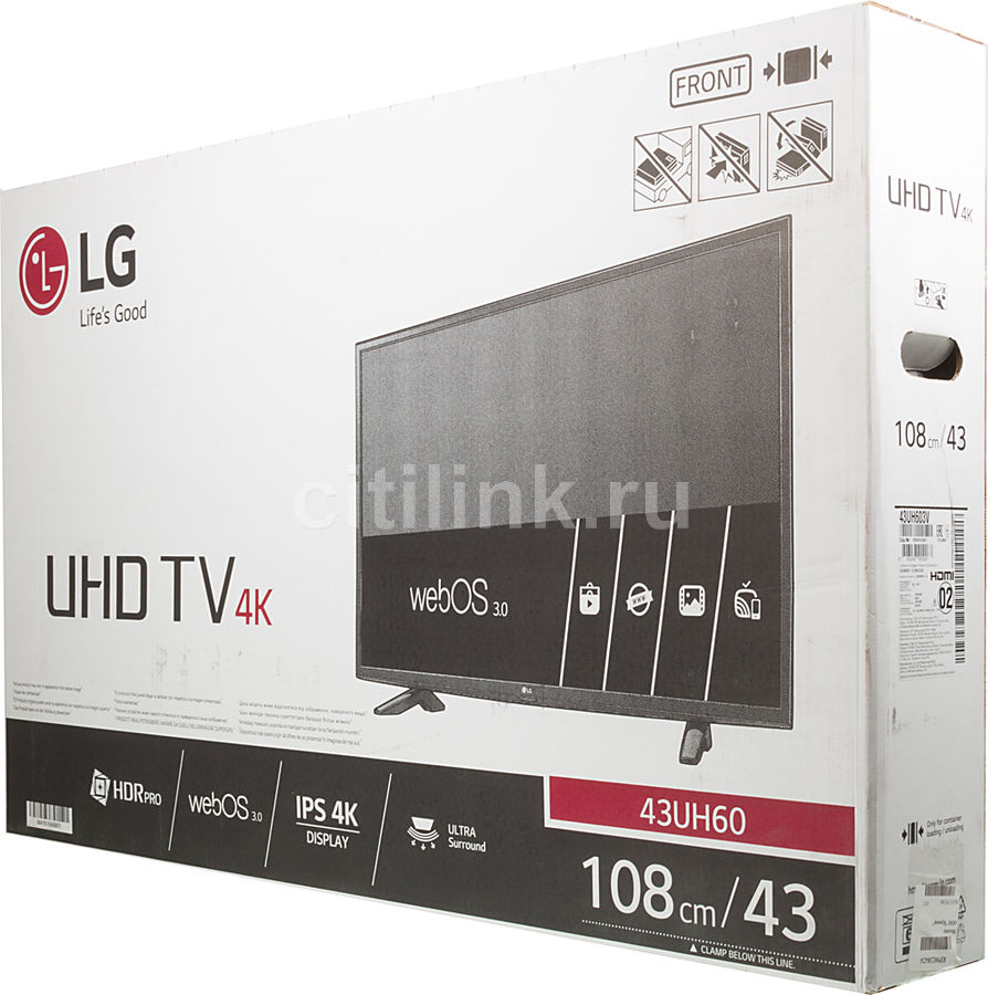 Характеристики 43" Телевизор LG 43UH603V, 4K Ultra HD, черный, СМАРТ ТВ ...