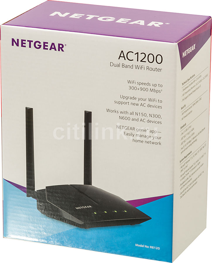 Характеристики товара wi-Fi роутер NETGEAR R6120-100PES, черный (476218 ...