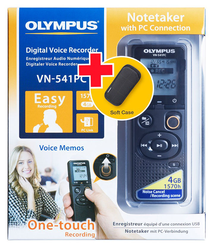Характеристики Диктофон Olympus VN-541PC + CS131 soft case 4 Gb, черный ...