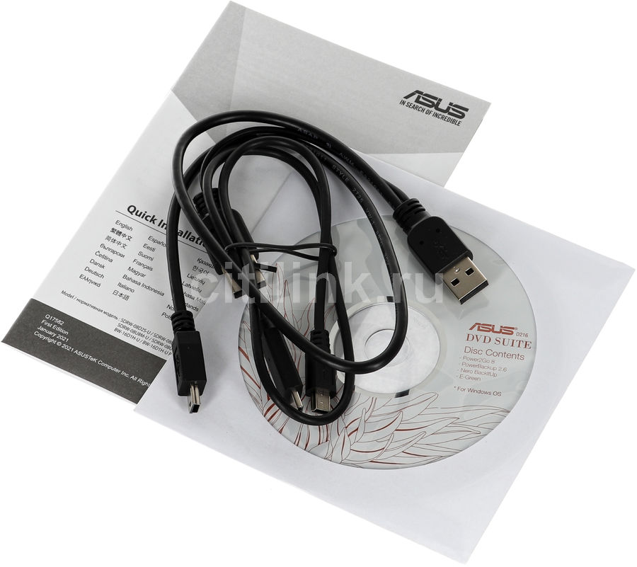 Характеристики Оптический привод DVD-RW ASUS SDRW-08U9M-U, внешний, USB ...