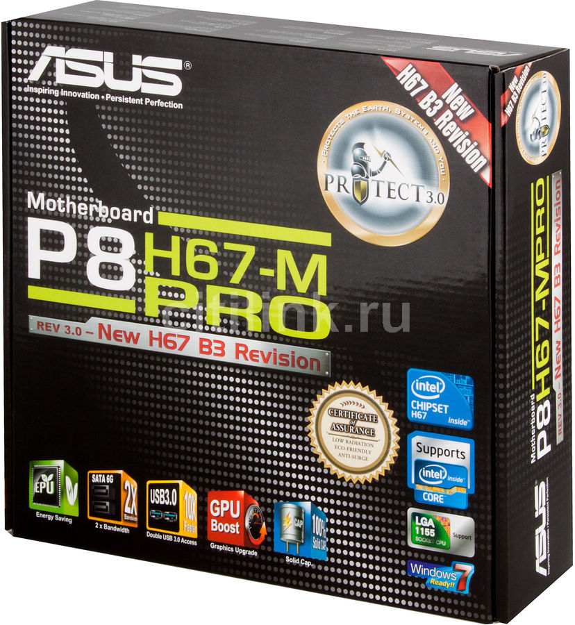 Характеристики Материнская плата ASUS P8H67-M PRO, LGA 1155, Intel H67 ...