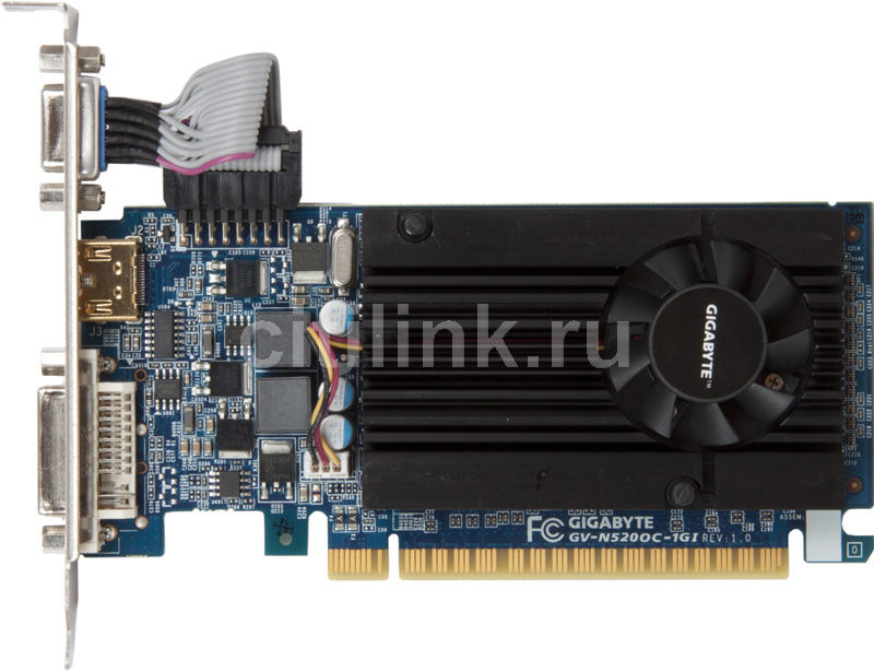 Характеристики Видеокарта GIGABYTE NVIDIA GeForce GT 520, 1ГБ, DDR3 ...