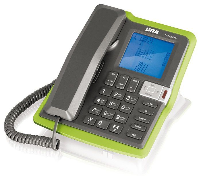 Характеристики Проводной телефон BBK BKT-258 RU, черный и зеленый ...