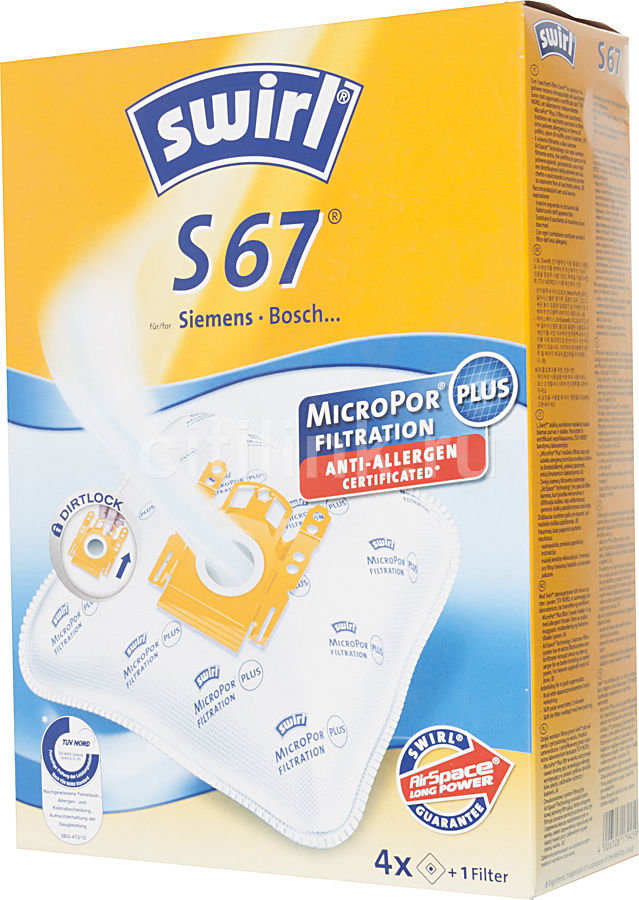 Характеристики Пылесборники Swirl S67, 4 шт. (647206) смотреть в СИТИЛИНК