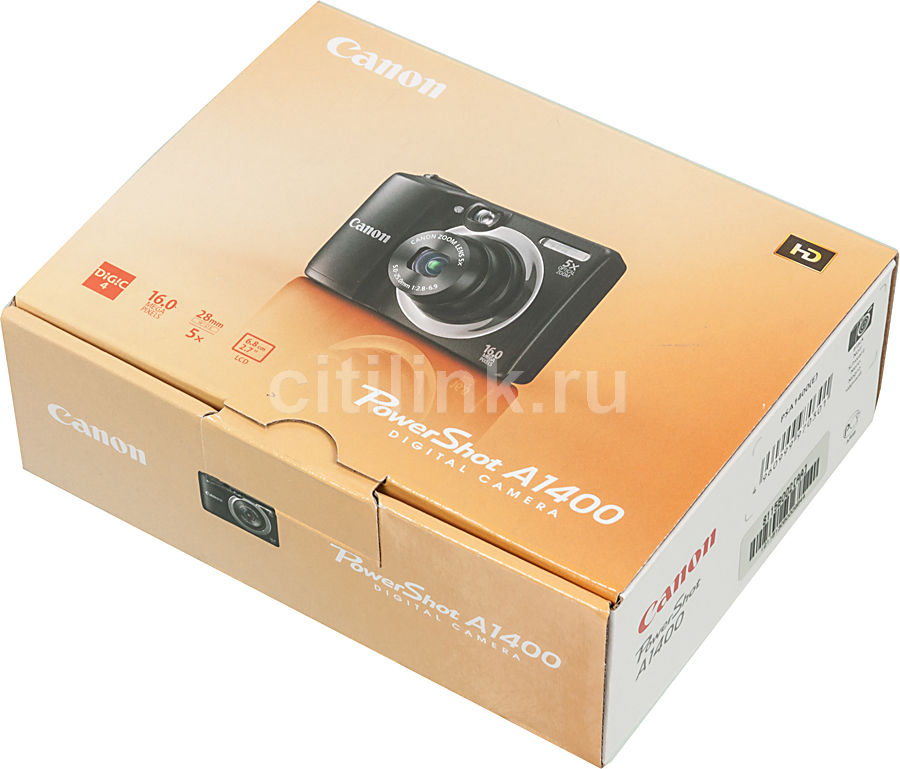 Характеристики Цифровой фотоаппарат Canon PowerShot A1400, черный ...