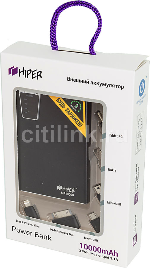 Внешний аккумулятор (Power Bank) HIPER MP10000, черный - купить в ...