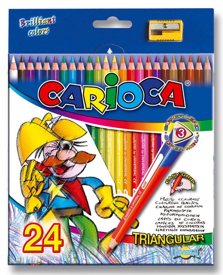 Карандаши цветные Universal CARIOCA TRIO 42516, трехгранный, 24 цв ...