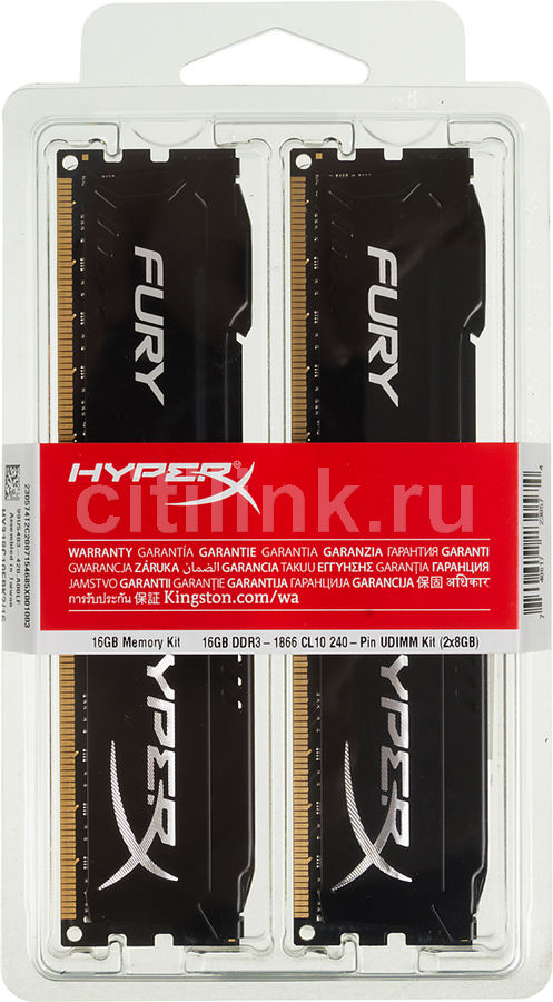 Характеристики Модуль памяти Kingston Hyperx Fury Black Series