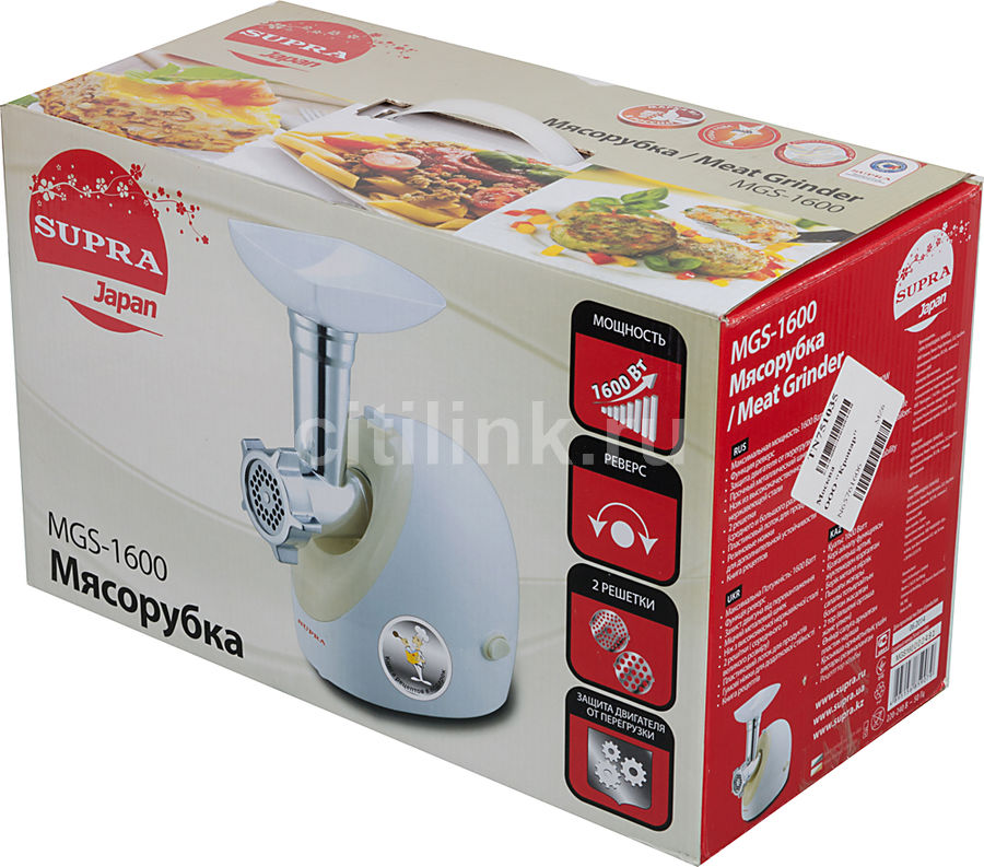 Характеристики Мясорубка Supra MGS-1600, белый / бежевый (981760 ...